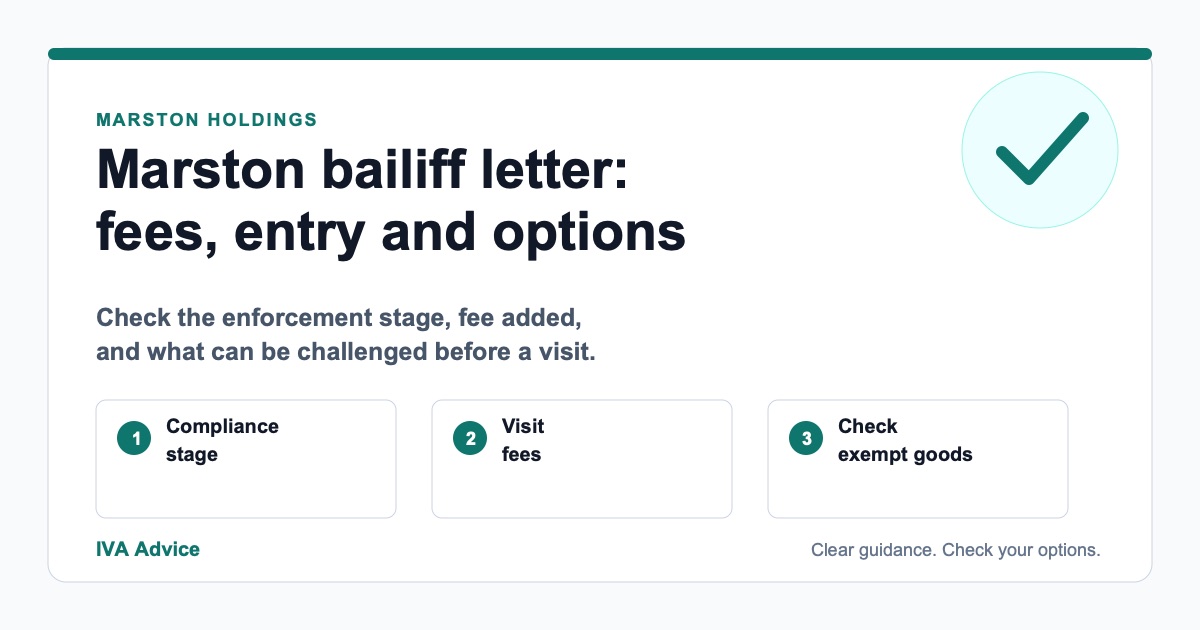 Marston Bailiff Letter: Fees, Entry and Help · IVA Advice